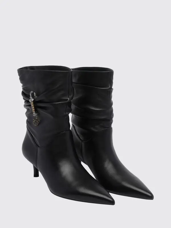 Pinko Ruched Mid Calf Boots With Embellishment