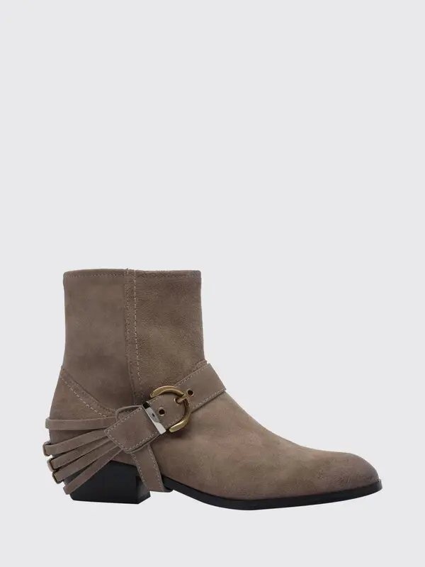 Pinko Suede Buckled Ankle Boots