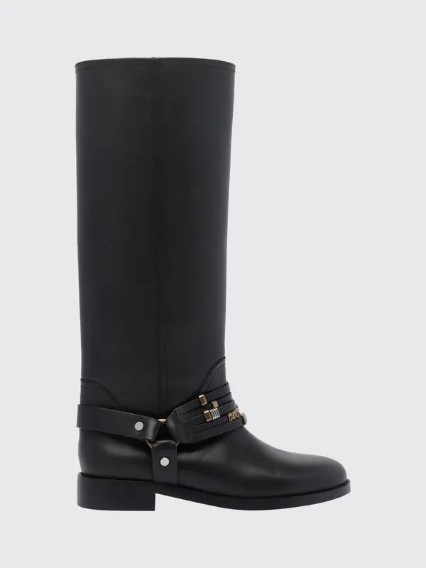 Pinko Tall Buckled Leather Boots