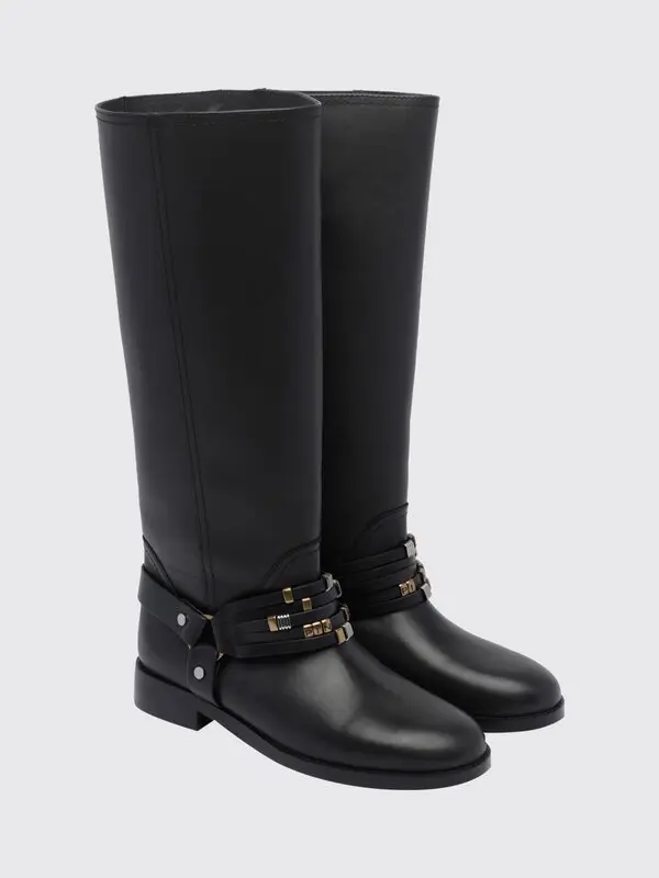 Pinko Tall Buckled Leather Boots