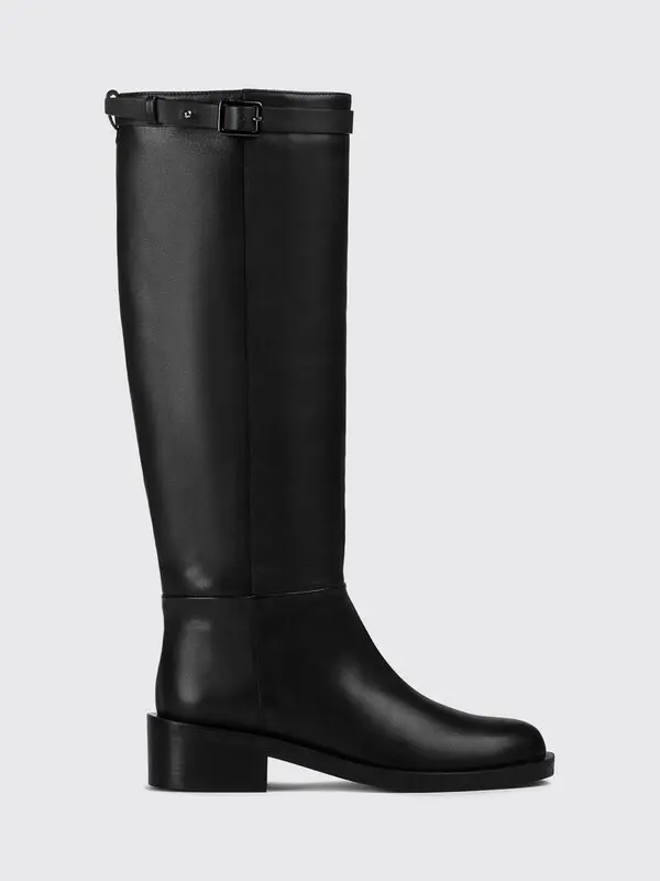 DOUCAL'S Smooth Calfskin Knee-high Boots With Adjustable Straps - Black