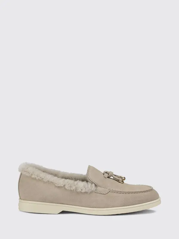 DOUCAL'S Suede Loafers With Shearling Lining - Sand