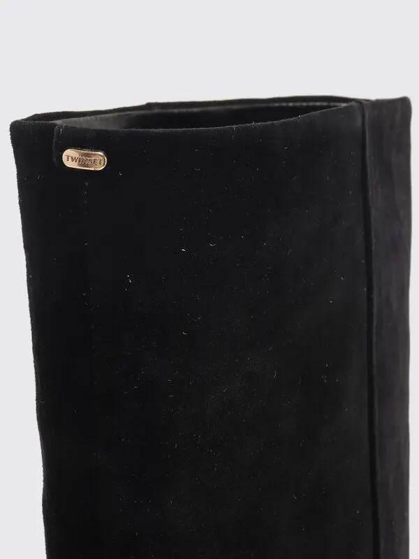 TWINSET Suede Knee-high Stiletto Heel Boots - Black