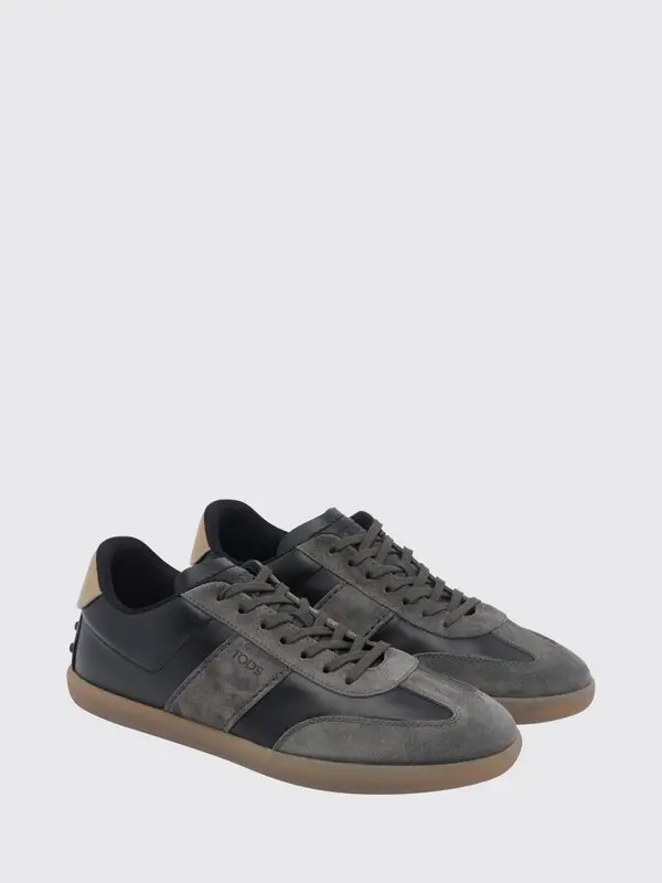 TOD'S Paneled Suede And Leather Trainers - Brown
