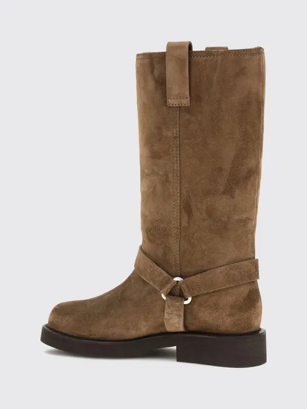 Brunello Cucinelli Suede Leather Biker Boots With Monili Embellishment - Brown