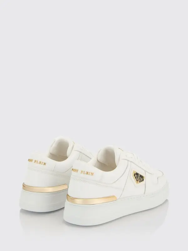 Philipp Plein Leather Sneakers With Gold Tone Detailing