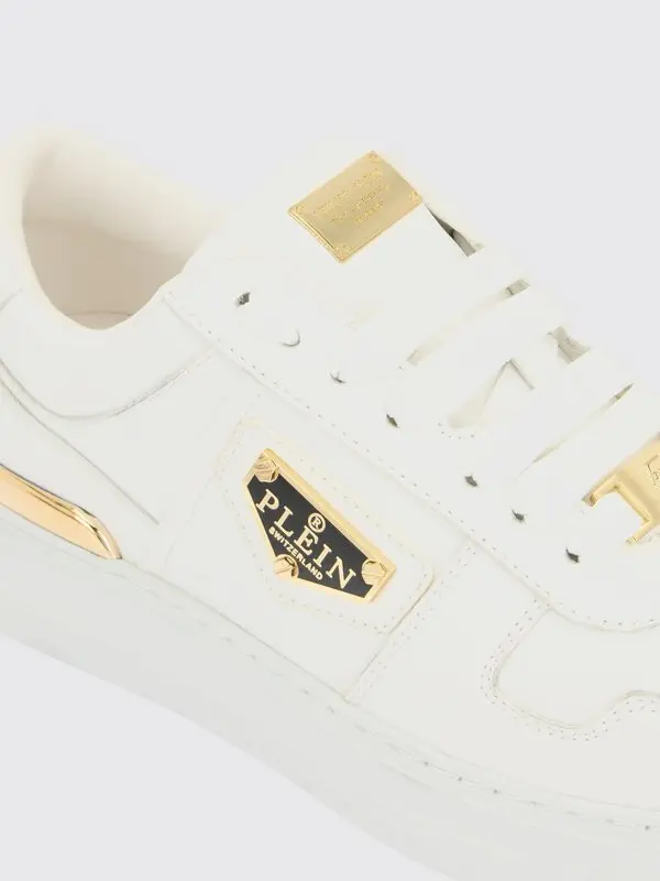 Philipp Plein Leather Sneakers With Gold Tone Detailing