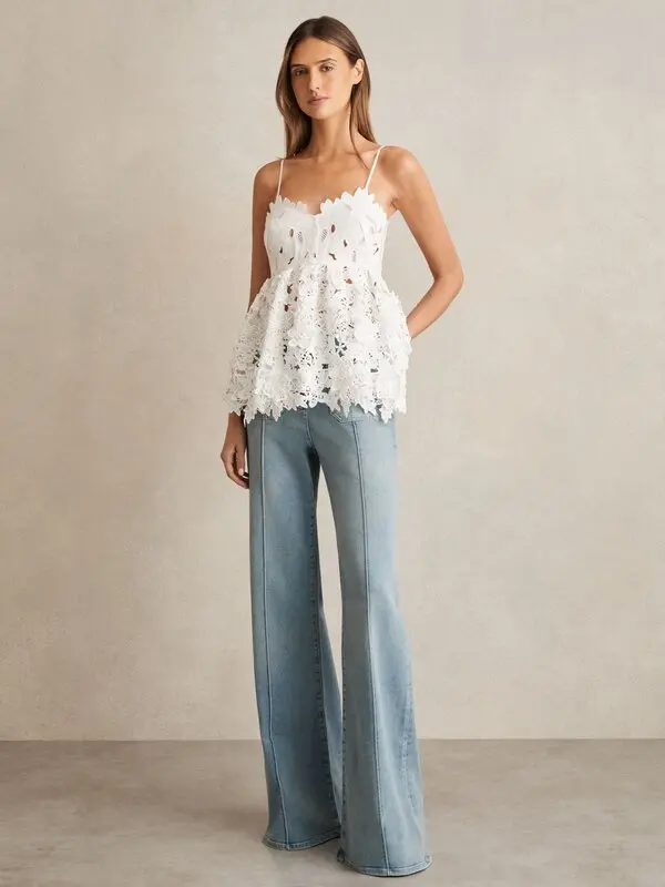 REISS Cotton Lace Cami Top