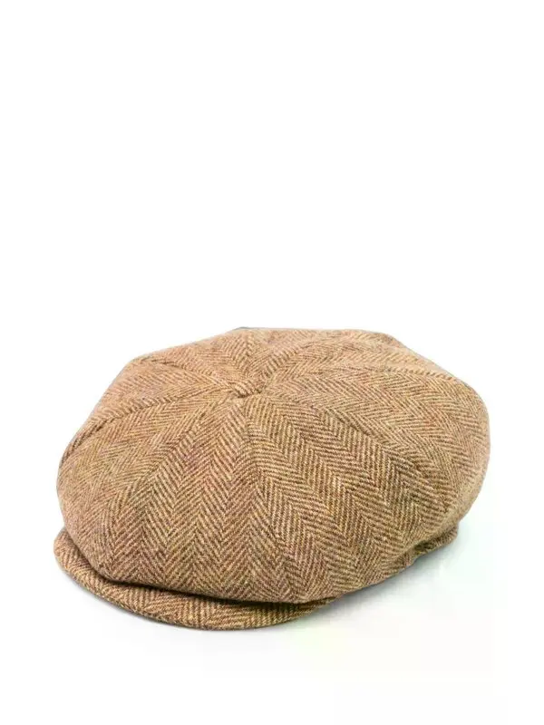 GRAN SASSO Herringbone-pattern Wool Flat Beret - Brown