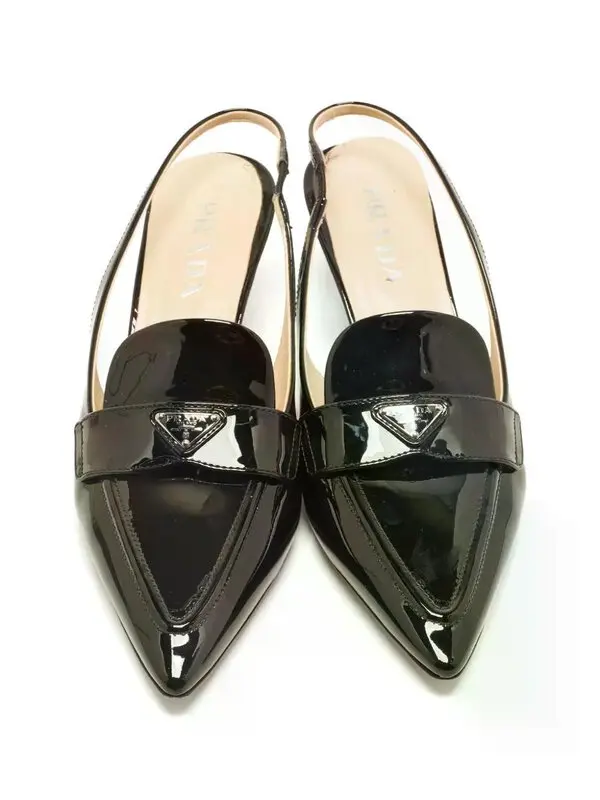 Prada Logo-plaque Slingback Pumps - Black