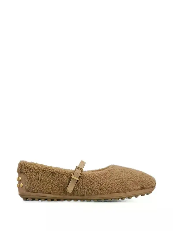 TOD'S Buckle-strap Shearling Ballet Flats