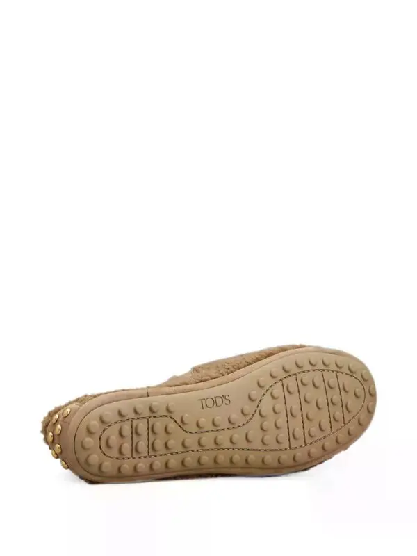TOD'S Buckle-strap Shearling Ballet Flats