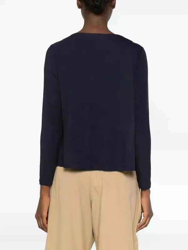 NIU Geometric Print Blouse With Boat Neck And Long Sleeves