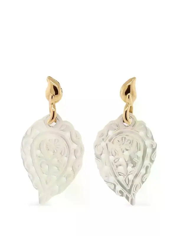 Tamara Comolli Carved India Leaf Mother Of Pearl Earrings - Gold