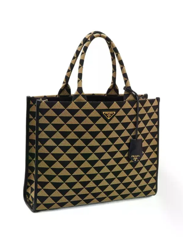 Prada Triangolo Symbole Saffiano Leather Tote Bag - Black