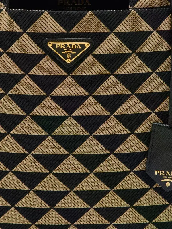 Prada Triangolo Saffiano Leather Tote Bag - Black