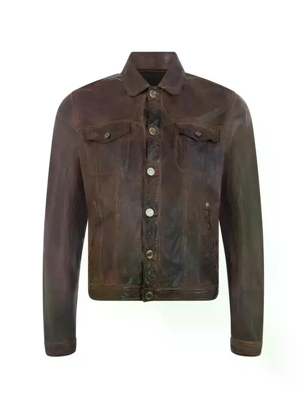 MOORER Button-up Leather Jacket