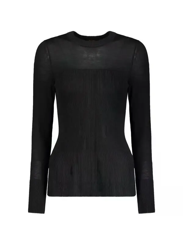 MOORER Ribbed-knit Long-sleeved T-shirt