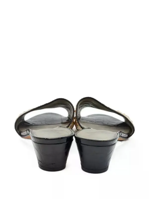 GINA Crocodile-embossed Crystal-embellished Sandals