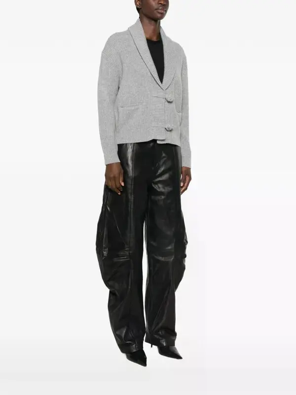 FORTE_FORTE Ribbed Shawl Collar Cardigan
