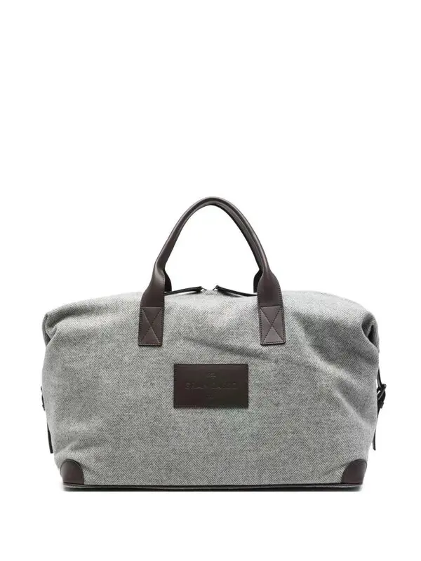 GRAN SASSO Herringbone-pattern Wool Tote Bag - Grey