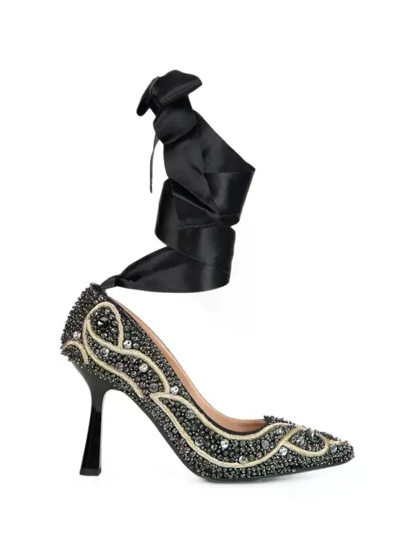 Alberta Ferretti Embellished Ankle Tie Pumps