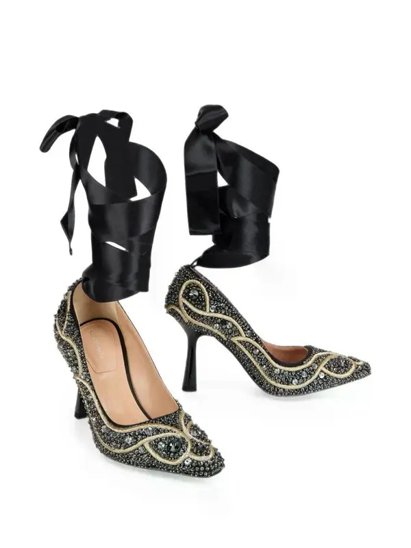 Alberta Ferretti Embellished Ankle Tie Pumps