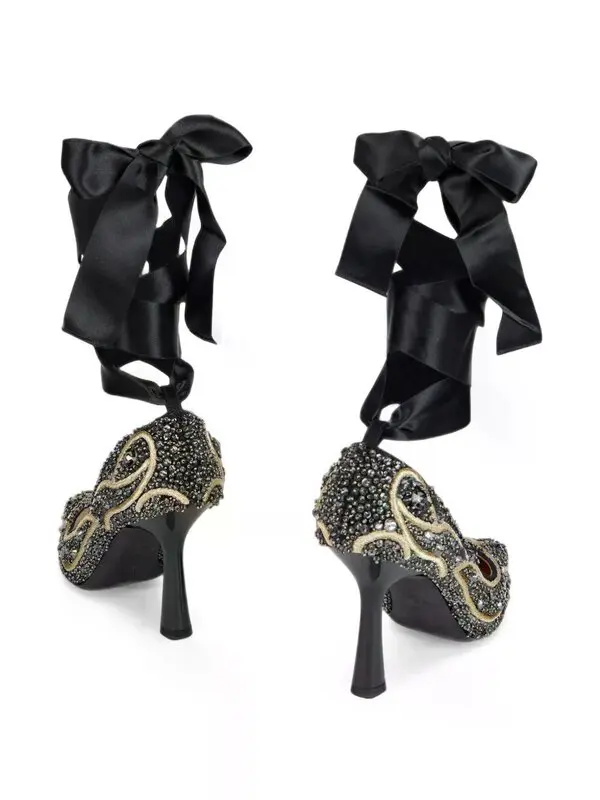 Alberta Ferretti Embellished Ankle Tie Pumps