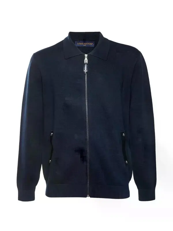 LOUIS VUITTON Leather Trim Knit Jacket