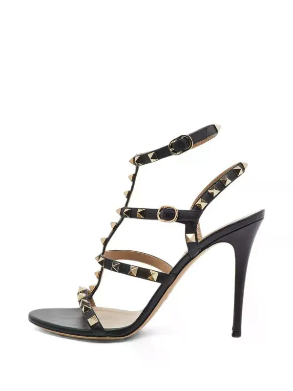 Valentino Garavani Leather Rockstud Stiletto Heeled Sandals - Black