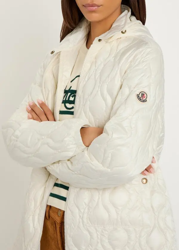 Moncler Quilted Hooded Down Jacket - Natural