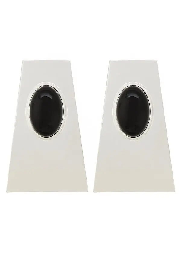 NINA GORDON Cabochon Drop Earrings - Silver