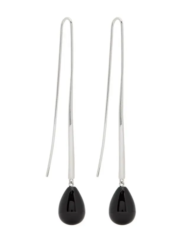 NINA GORDON Cusp Onyx Sterling Drop Earrings - Silver