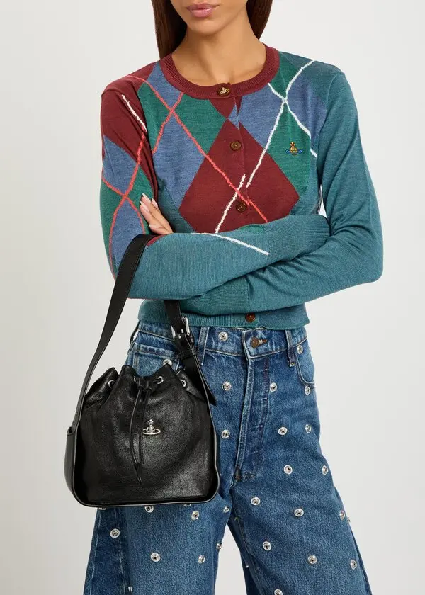 VIVIENNE WESTWOOD Stacey Pebbled Leather Bucket Bag