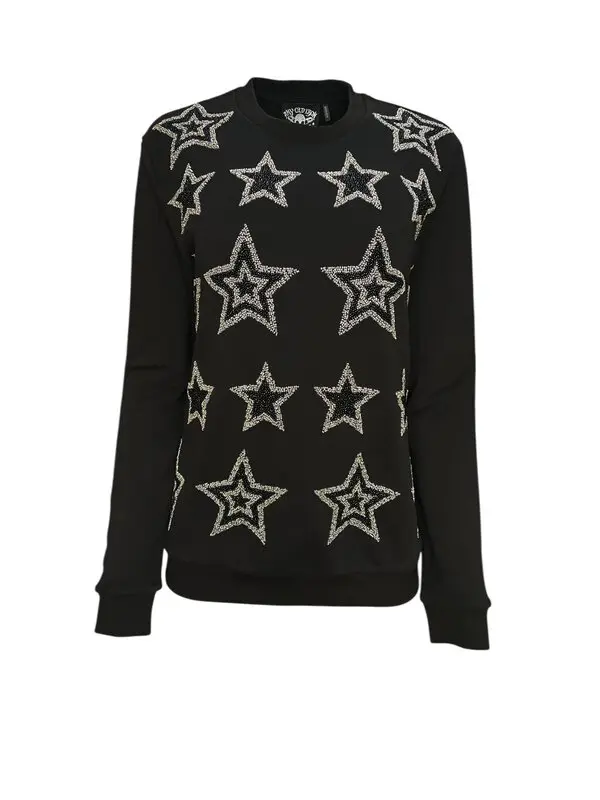ANY OLD IRON Hand-beaded Star Sweatshirt - Black/silver