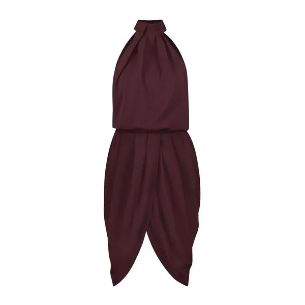 MONIQUE SINGH Burgundy Draped Midi Dress - Red