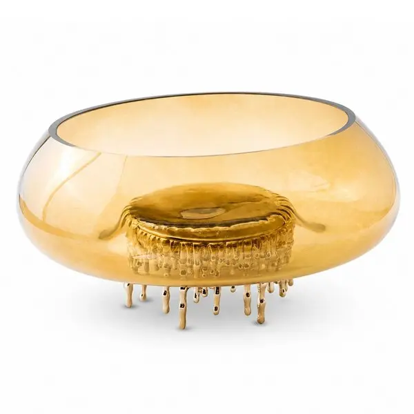 MARLETH Dory Footed Amber Glass Bowl