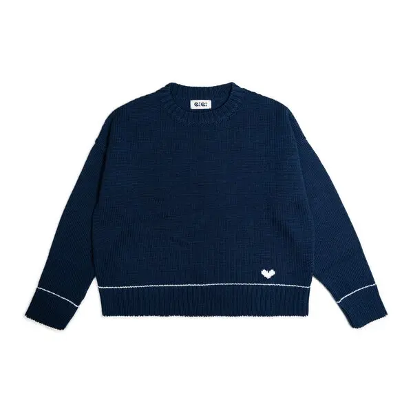 GIGI KNITWEAR Lara Charm Sweater In Navy & Ivory