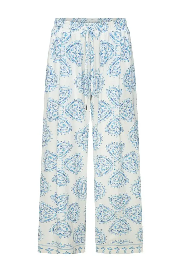 JE TE VEUX Wide Leg Printed Viscose Trousers