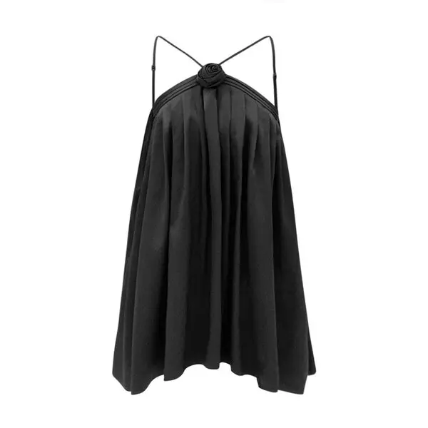 NUAJE NUAJE Lily Rosette Silk Mini Dress - Black