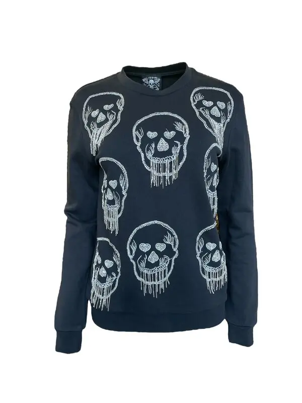 ANY OLD IRON Embellished Skull Crewneck Sweatshirt