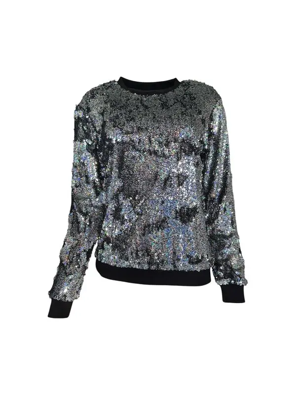 ANY OLD IRON Black / Silver Holographic Glitter Forever Sequin Sweatshirt