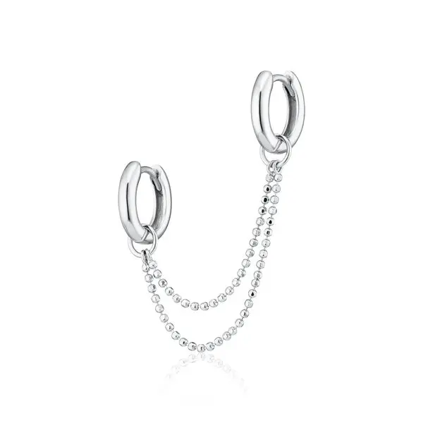 SCREAM PRETTY Silver Classic Double Chain Huggie Earring