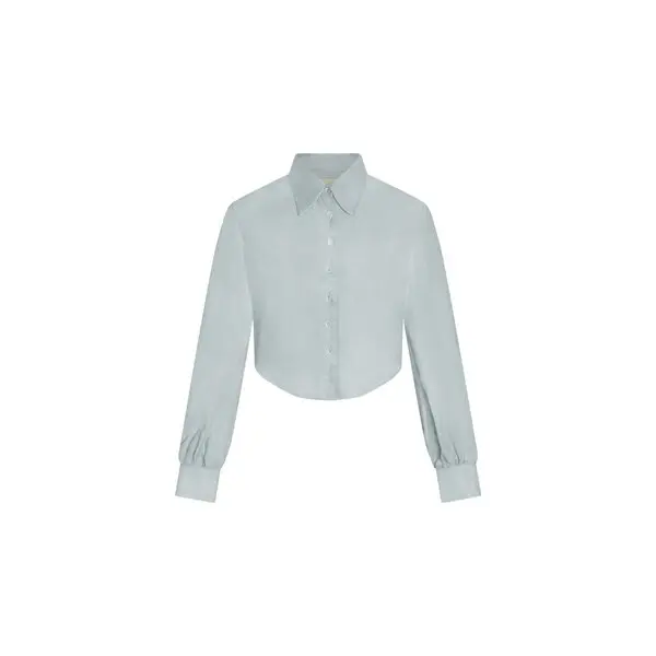 FOLK SAINT Marlowe Cropped Western Blouse - Blue