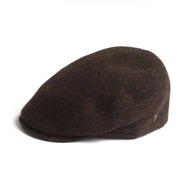 DASMARCA HATS Justin Chestnut Harris Tweed Flat Cap Made In Italy - Brown