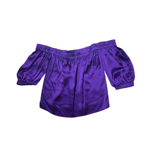 LINDSAY NICHOLAS NEW YORK Off The Shoulder Silk Blouse - Purple