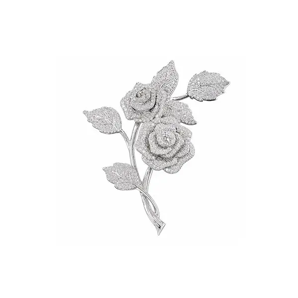 CHANEL JOAN ELKAYAM Crystal Roses Brooch - Silver