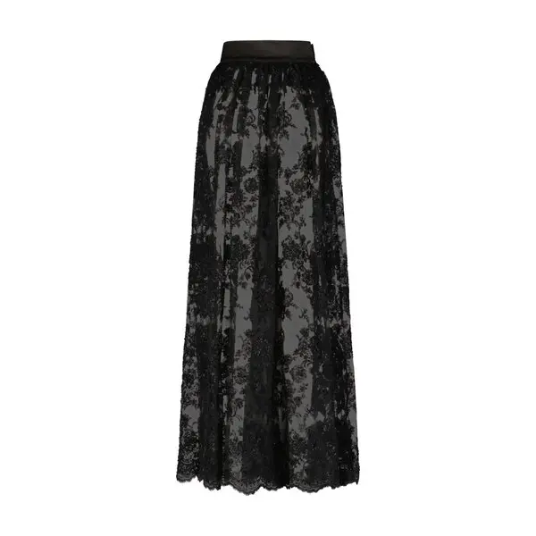 MONIQUE SINGH Embroidered Lace Maxi Skirt - Black