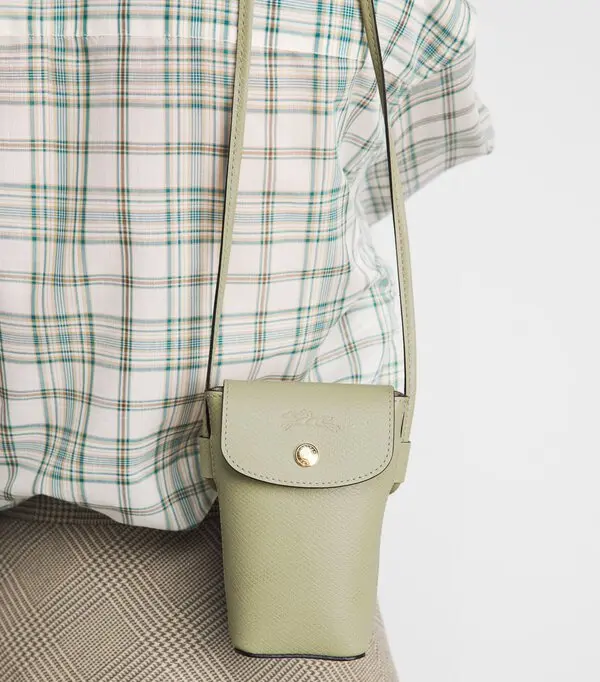 Longchamp Leather Épure Phone Case With Strap