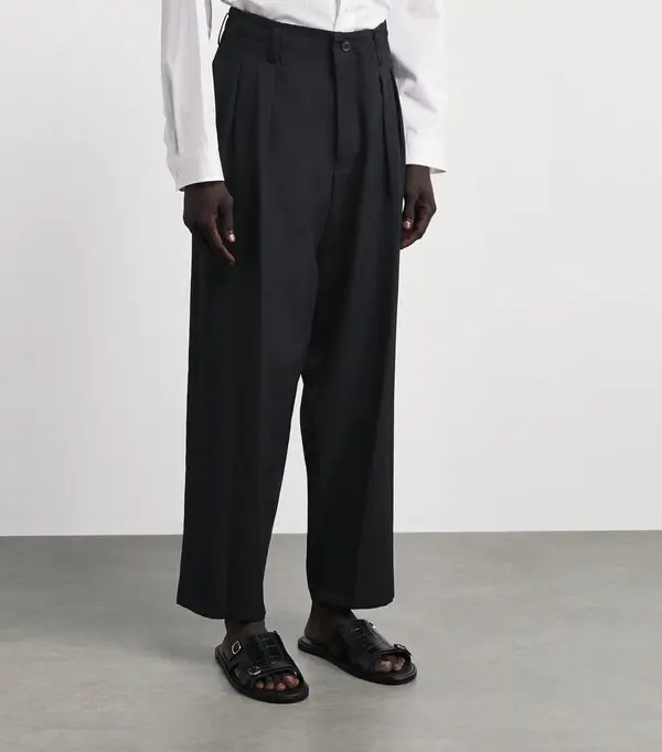 Yohji Yamamoto Wool Pleated Slim Trousers
